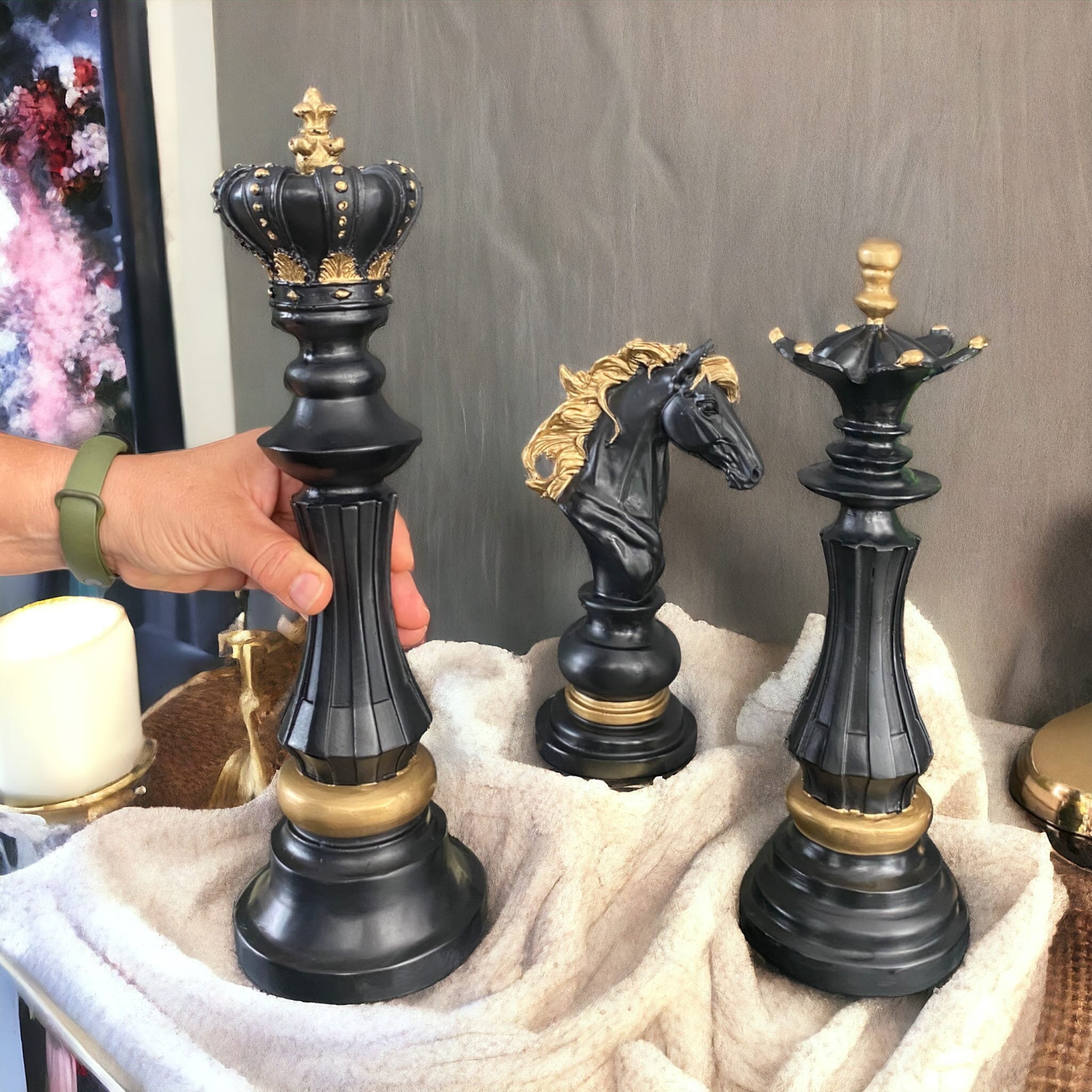 Large Black Chess Set,chess Pieces,chess Set, Decoration, Classic, Desk ...