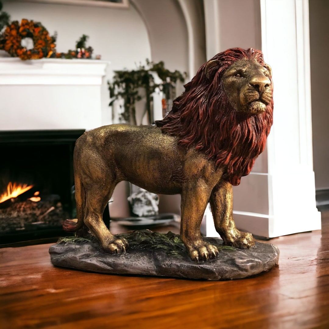 Red Mane King Lion Statue, Lion Sculpture, Lion Home Decor ...