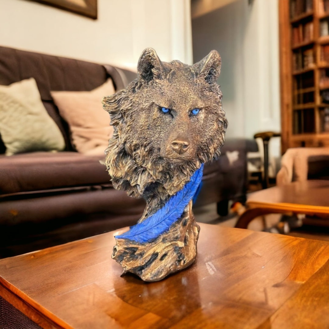 Wolf Head Statue ,wolf Sculpture,wolf Predator Statue,aesthetic Desk ...