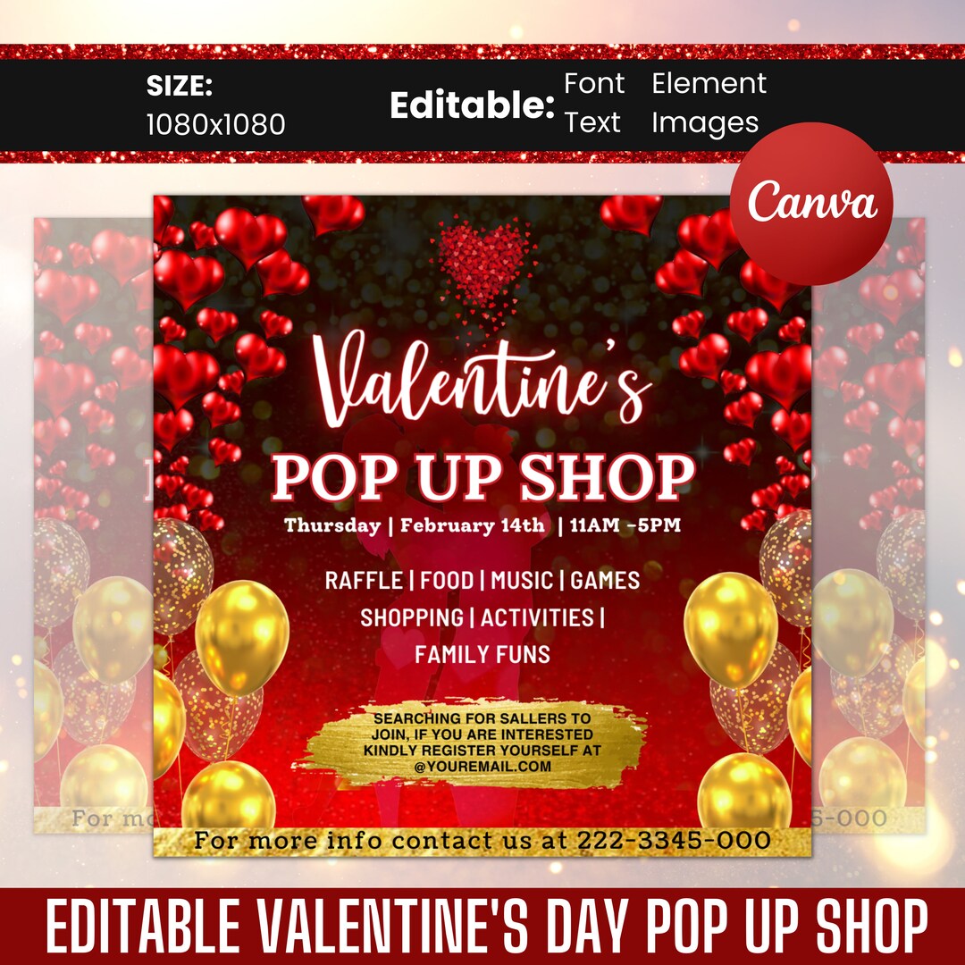 Valentine Pop up Shop Flyer, Valentine Event Flyer Template, Pop up ...