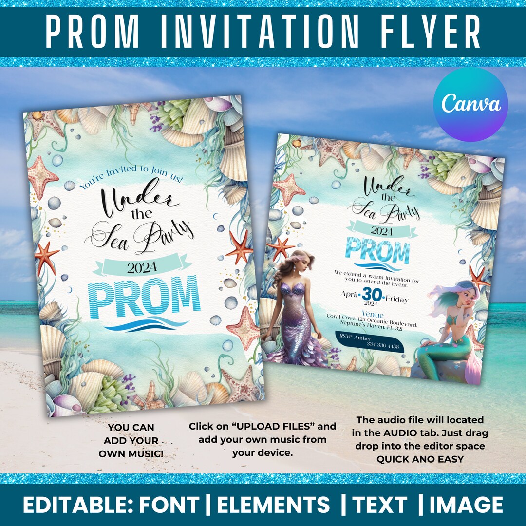 Prom Send off Invitation, Prom Under the Sea Flyer, Prom Flyer, Prom ...