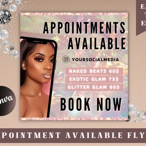 Glam Booking Appointment DIY Flyer Template, Hair Bundle Flyer, Beauty ...