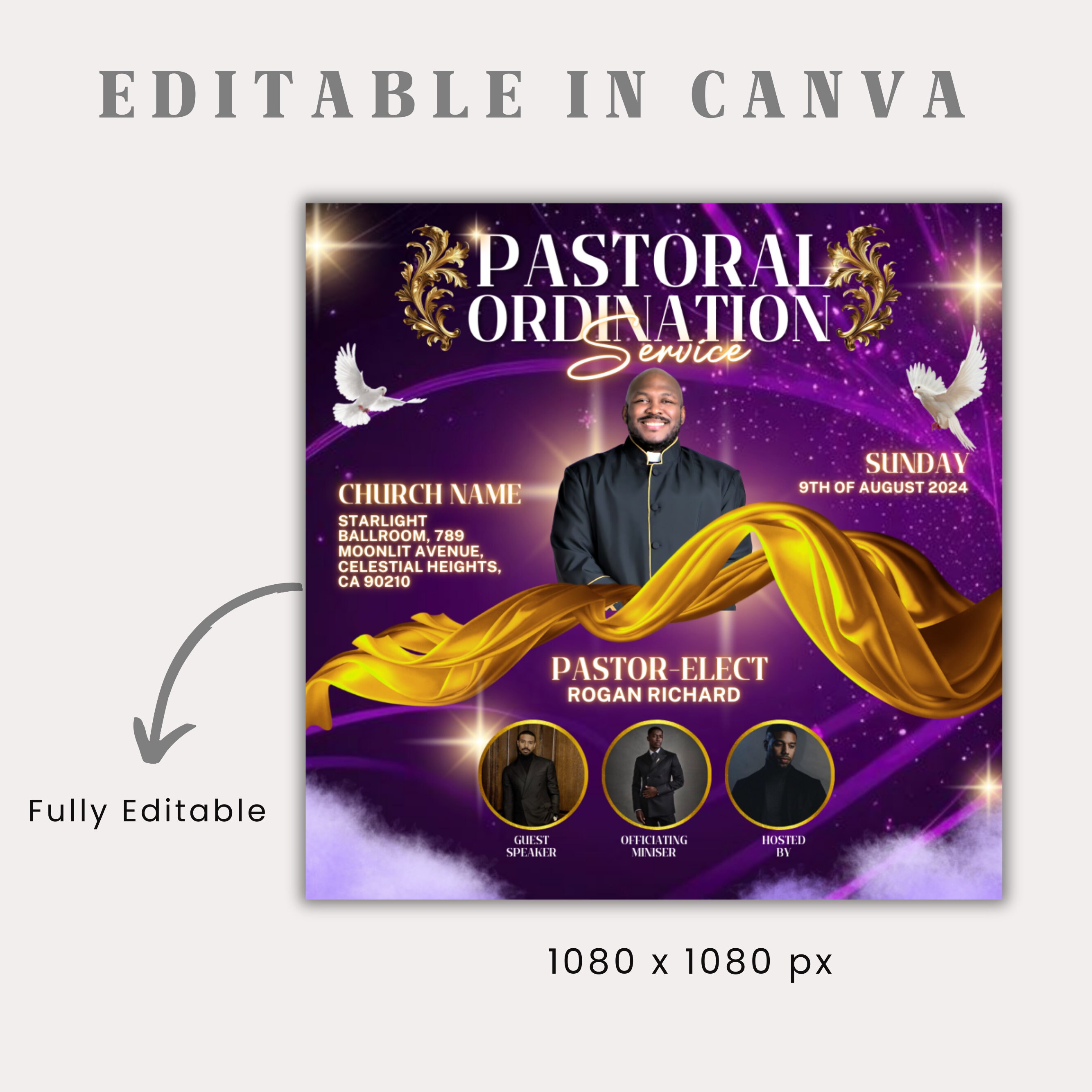 Ordination Service Flyer, Church Flyer, Ordination Church Flyer ...