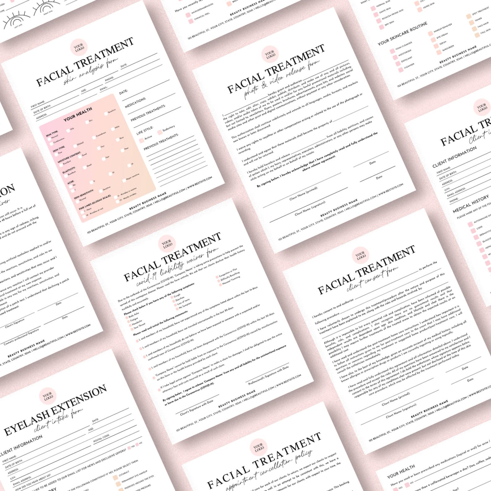 Esthetician Intake Forms Bundle, Editable Esthetician Consent Forms ...