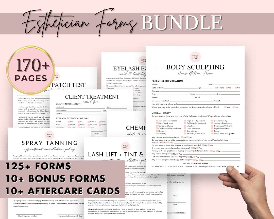 125+ Esthetician Consent Forms Bundle, Permanent Makeup Consultation ...