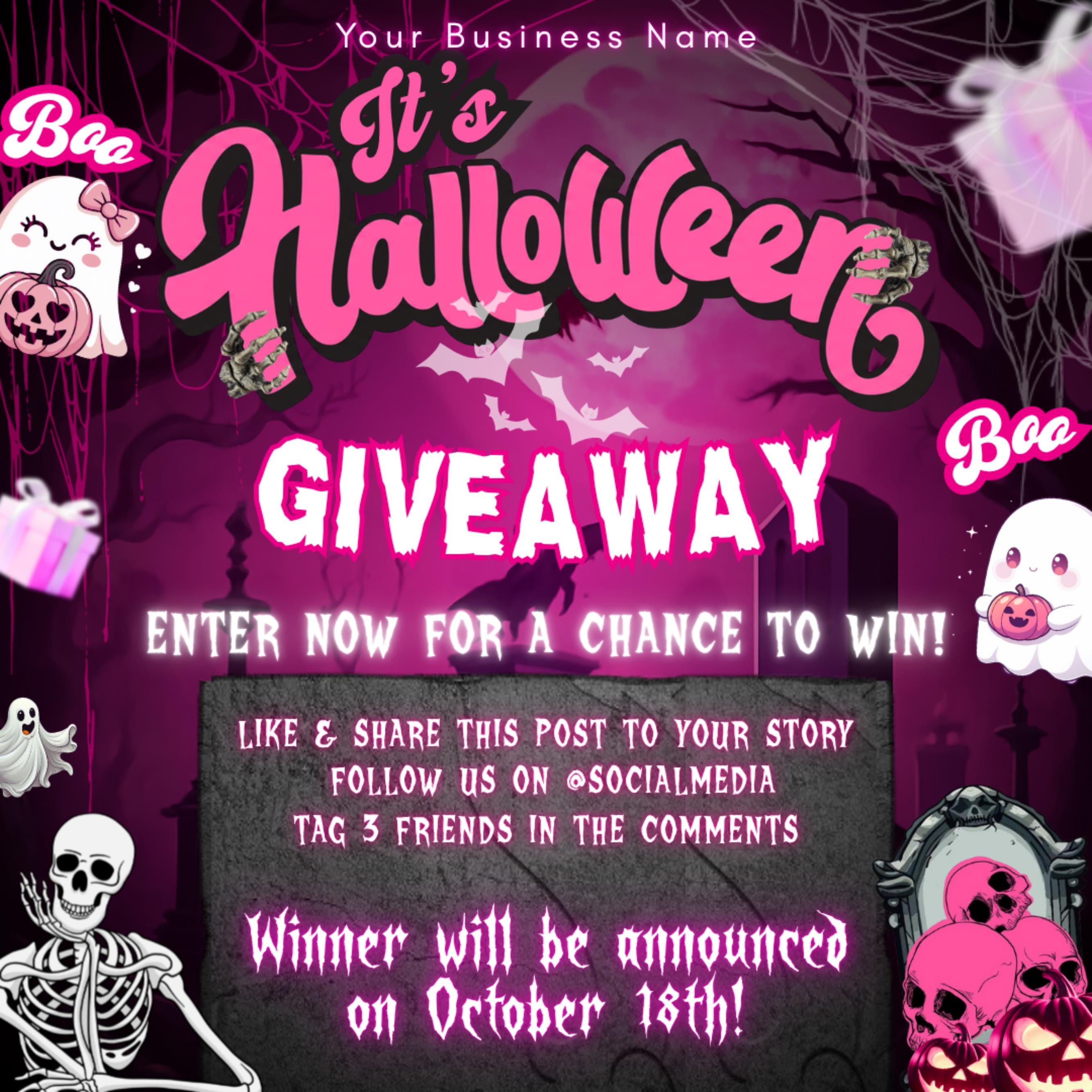 Editable Halloween Giveaway Flyer, October Giveaway Raffle Canva Flyer ...