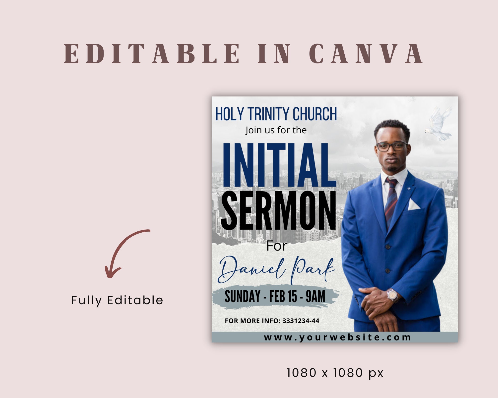 Initial Sermon Invitation Template Flyer,social Media Flyer Template ...