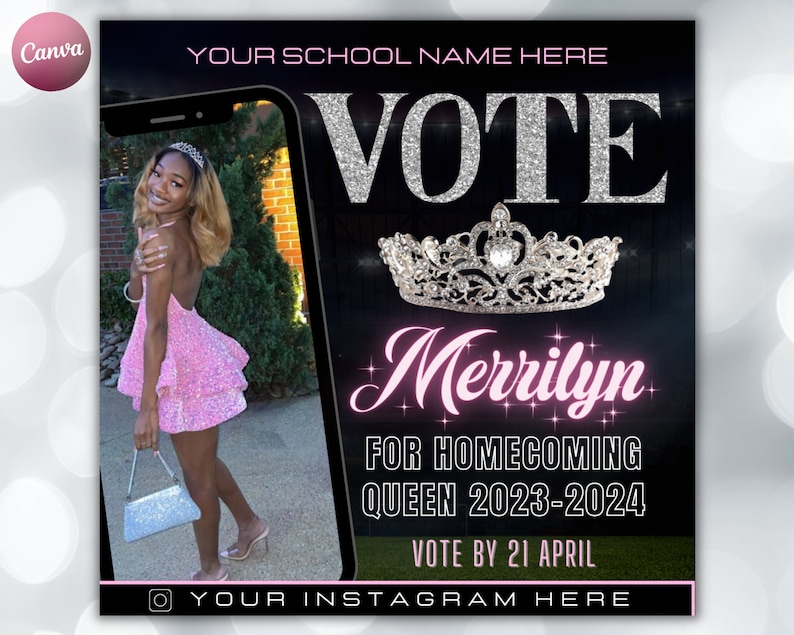 Vote Homecoming Queen Flyer Homecoming Flyer Campaign Flyer Etsy