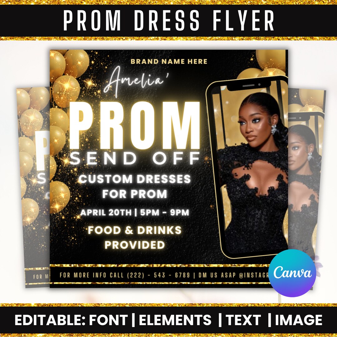 Prom Dress Flyer, Prom Send off Flyer, Prom Flyer, Prom Send off ...