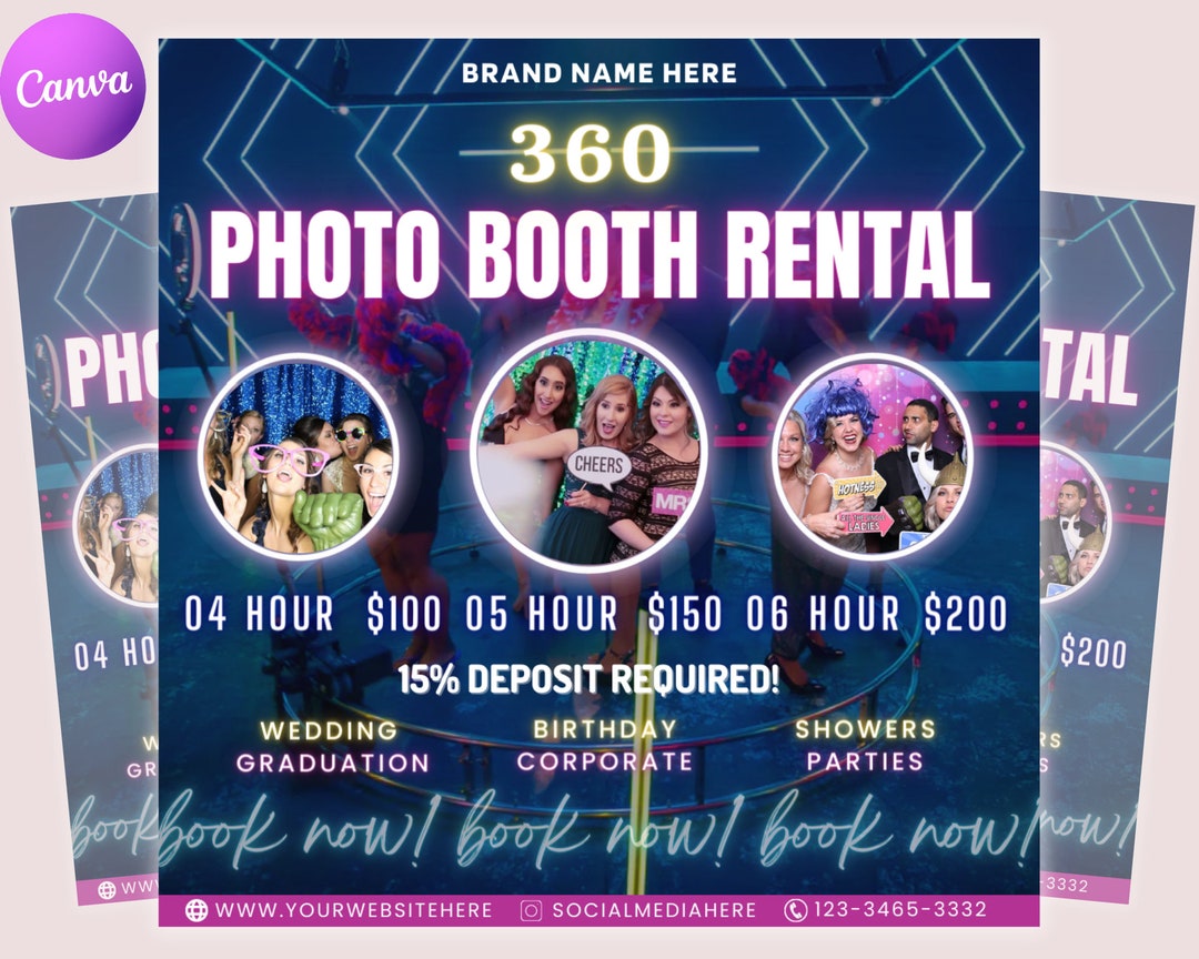 360 Photo Booth Rental Flyer | DIY Event Photography Rental Party ...
