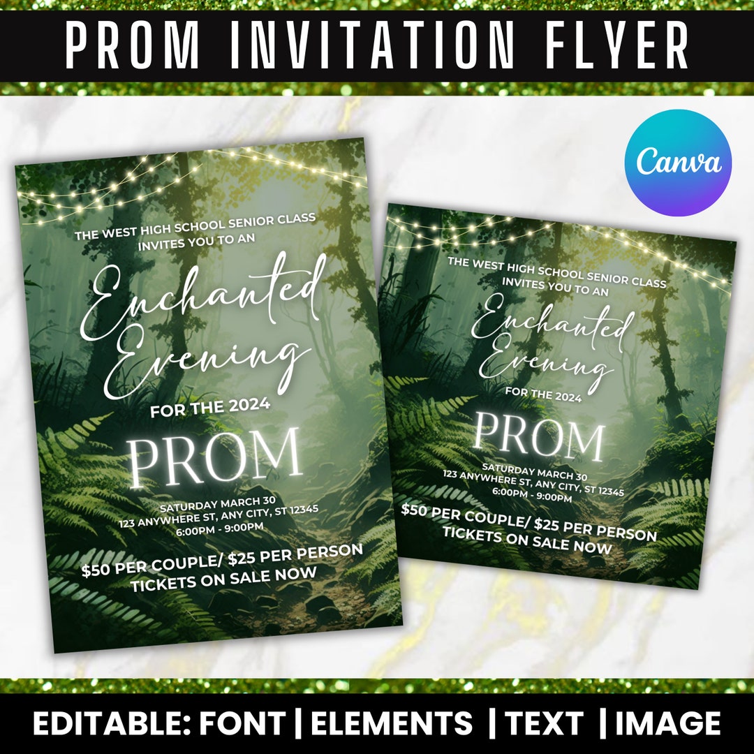 Prom Enchanted Evening Invitation, Enchanted Garden Theme Invitation ...