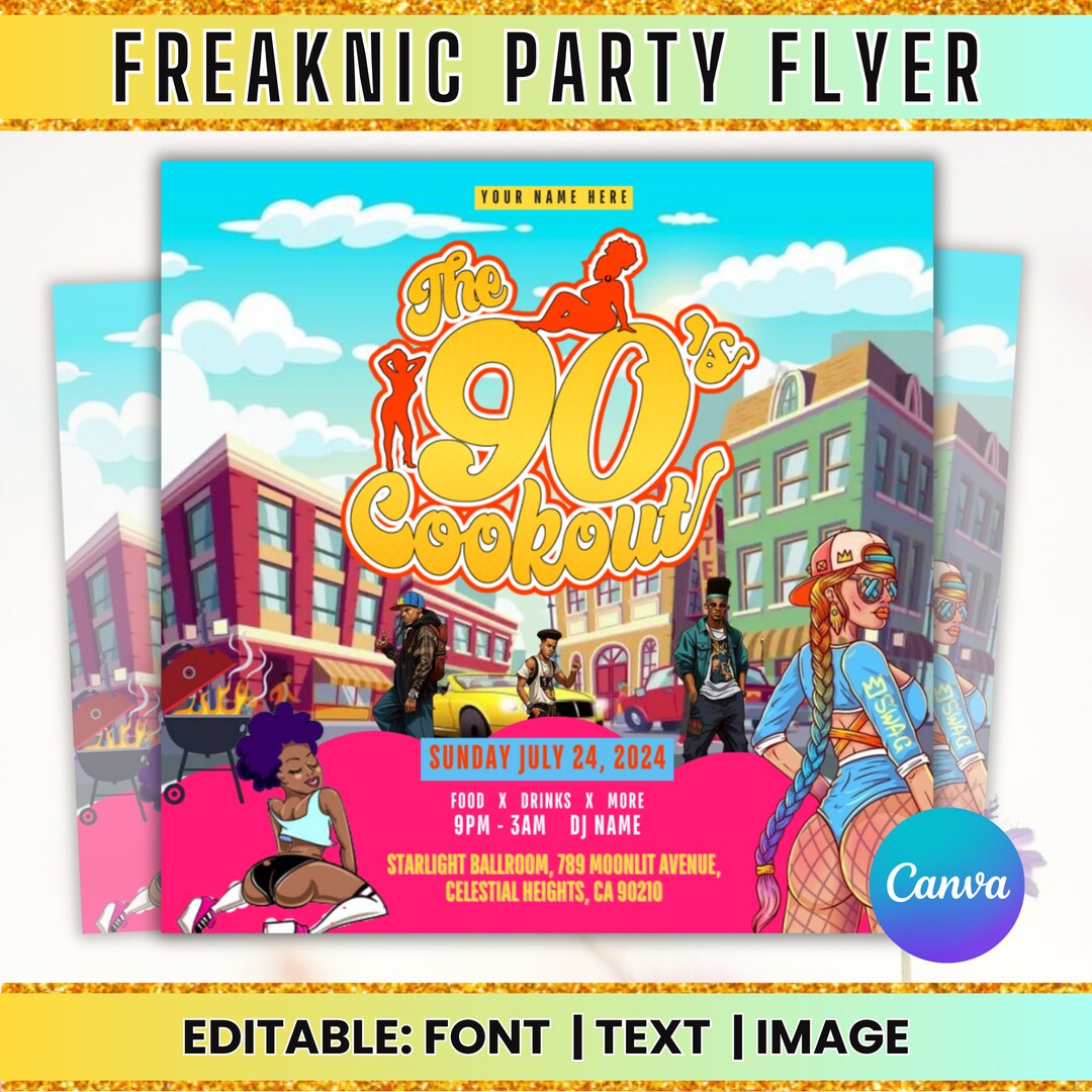 Freaknik Party Flyer, 90s Cookout Flyer, Nightclub Flyer, Pool Mansion ...