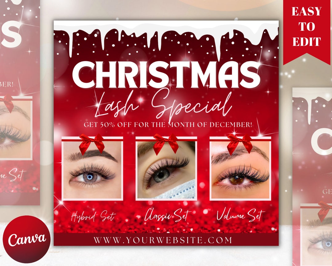Lash Christmas Flyer, Lash Extension Flyer, Christmas Lash Flyer, Lash ...