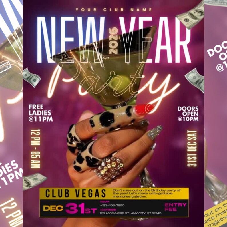 New Year Party Flyer 2026 Canva Template | Happy New Year Countdown ...