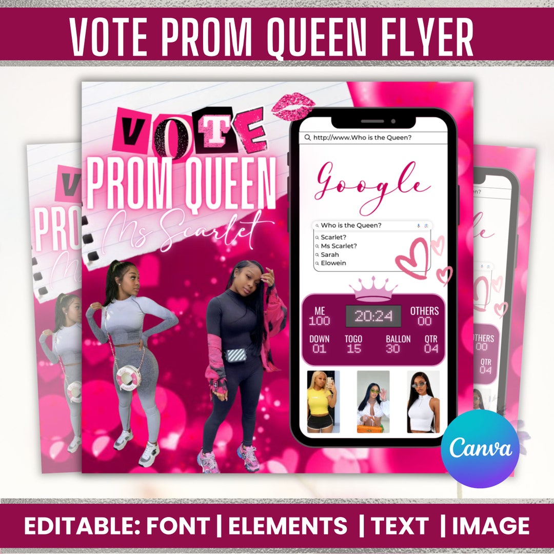 Vote for Prom Queen Flyer, Prom Send off Flyer, Prom Invitation Flyer ...