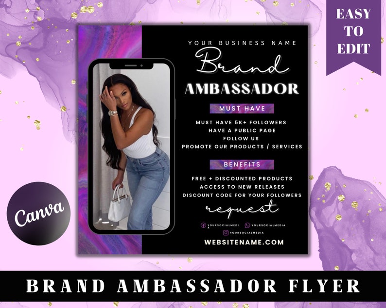 Makeup Ambassador Ambassador Flyer Templatebrand Ambassador - Etsy