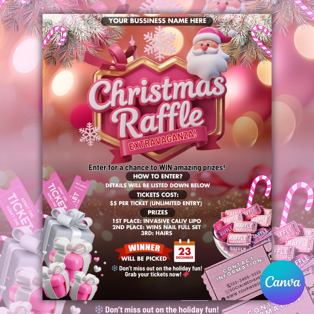 Christmas Raffle Flyer, DIY Flyer Template Design, Raffle Flyer ...