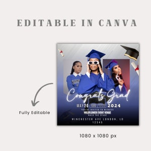 Class of 2024 Graduation Flyer, Canva Graduation Invite, DIY Grad ...