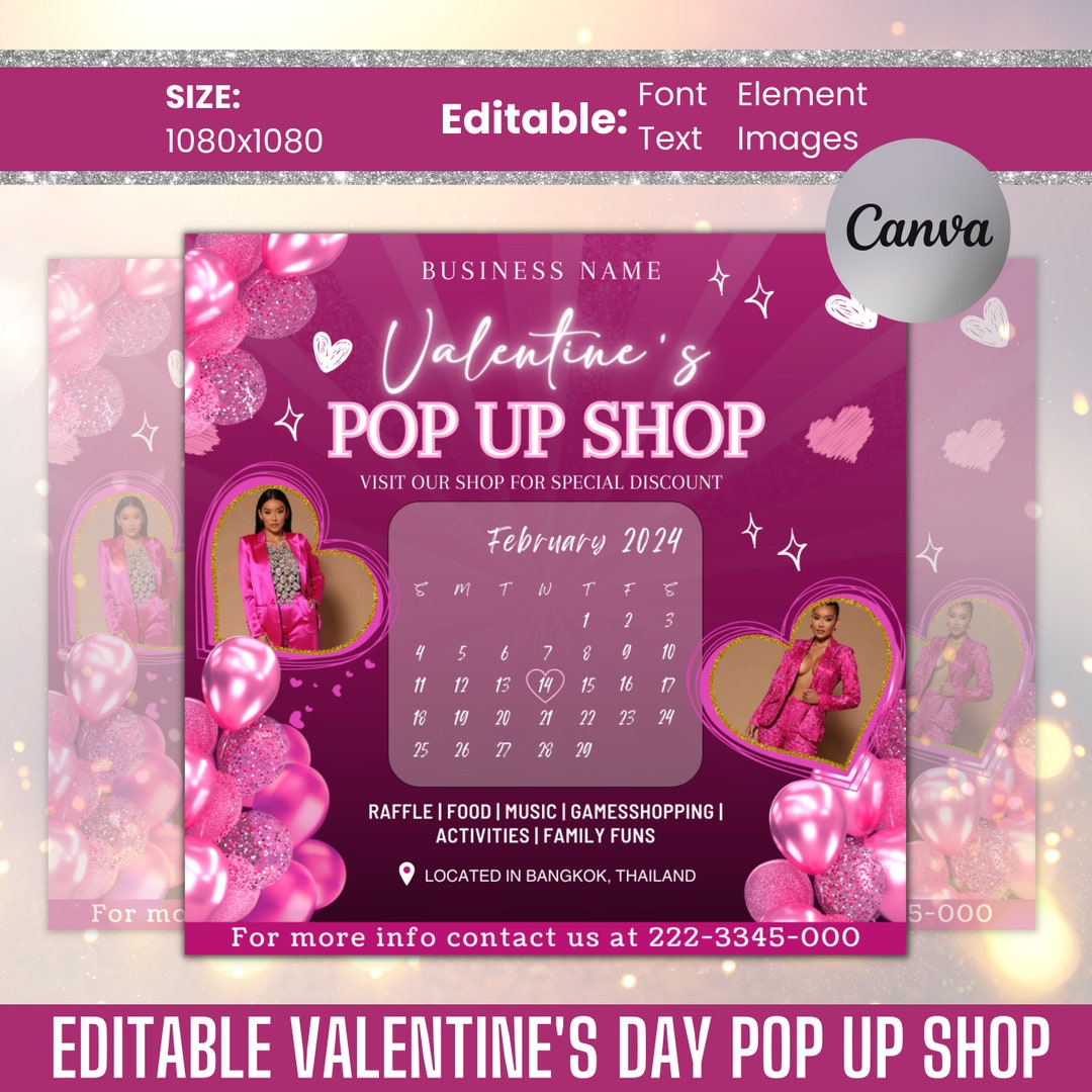 Valentine Pop up Shop Flyer, Valentine Event Flyer Template, Pop up ...