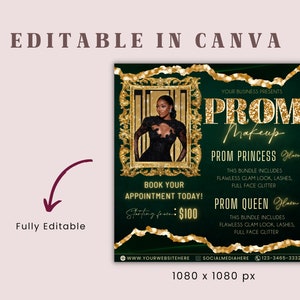 Prom Makeup Flyer, Prom Makeup, MUA Flyer, Makeup Flyer, Prom Flyer ...