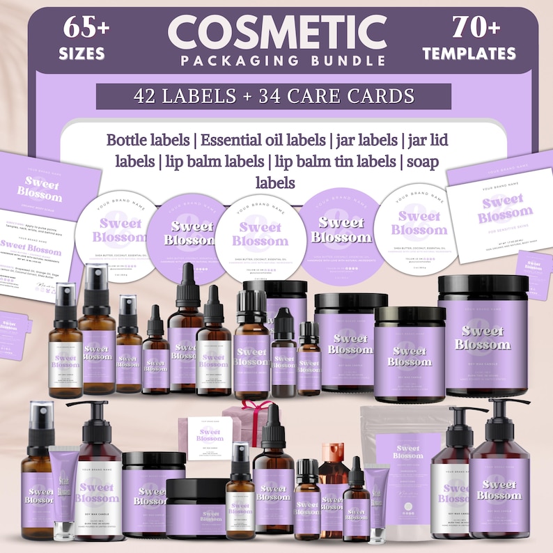 Cosmetic Labels Bundle, Editable Skincare Label Templates, Product ...