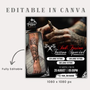 Tattoo Booking Flyer, Tattoo Artist, Tattoo Shop Flyer, Social Media ...