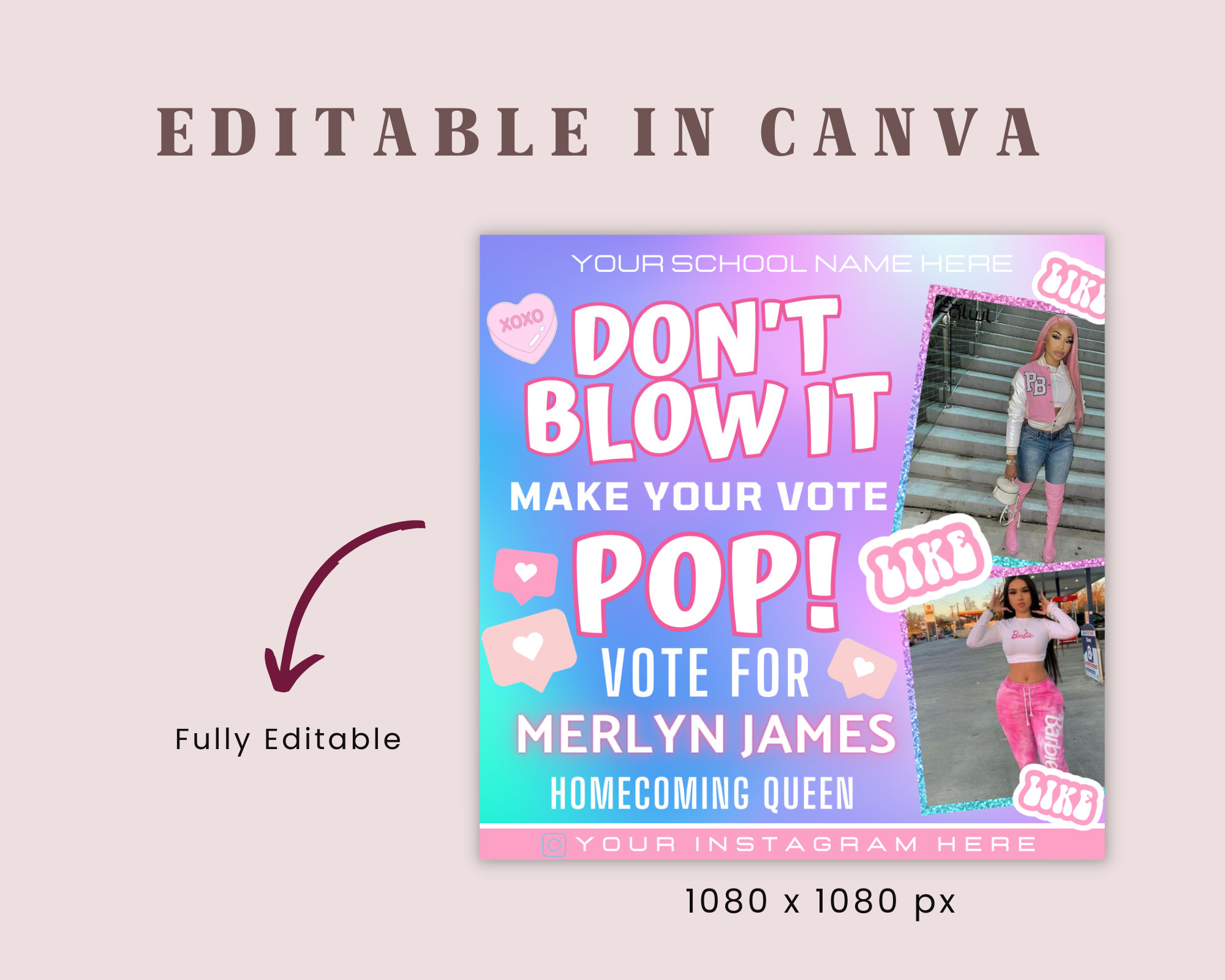 Homecoming Pop the Vote Flyer| DIY Voting Campaign Election High School ...