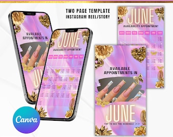 Editable Monthly Availability Calendar Instagram Story Template ...