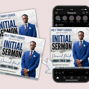 Initial Sermon Invitation Template Flyer,social Media Flyer Template ...