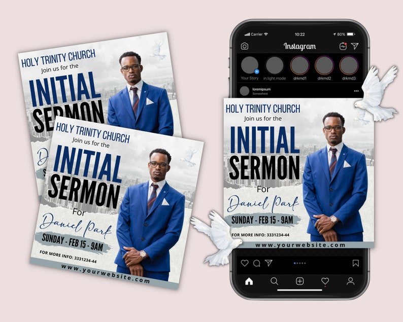 Initial Sermon Invitation Template Flyer,social Media Flyer Template ...