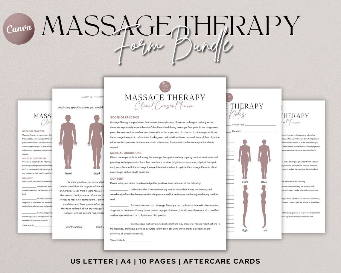Massage Therapy Forms, Massage Consent, Massage Consultation, Massage ...