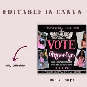 Vote Homecoming Queen Flyer, Homecoming Flyer, Campaign Flyer, Class ...