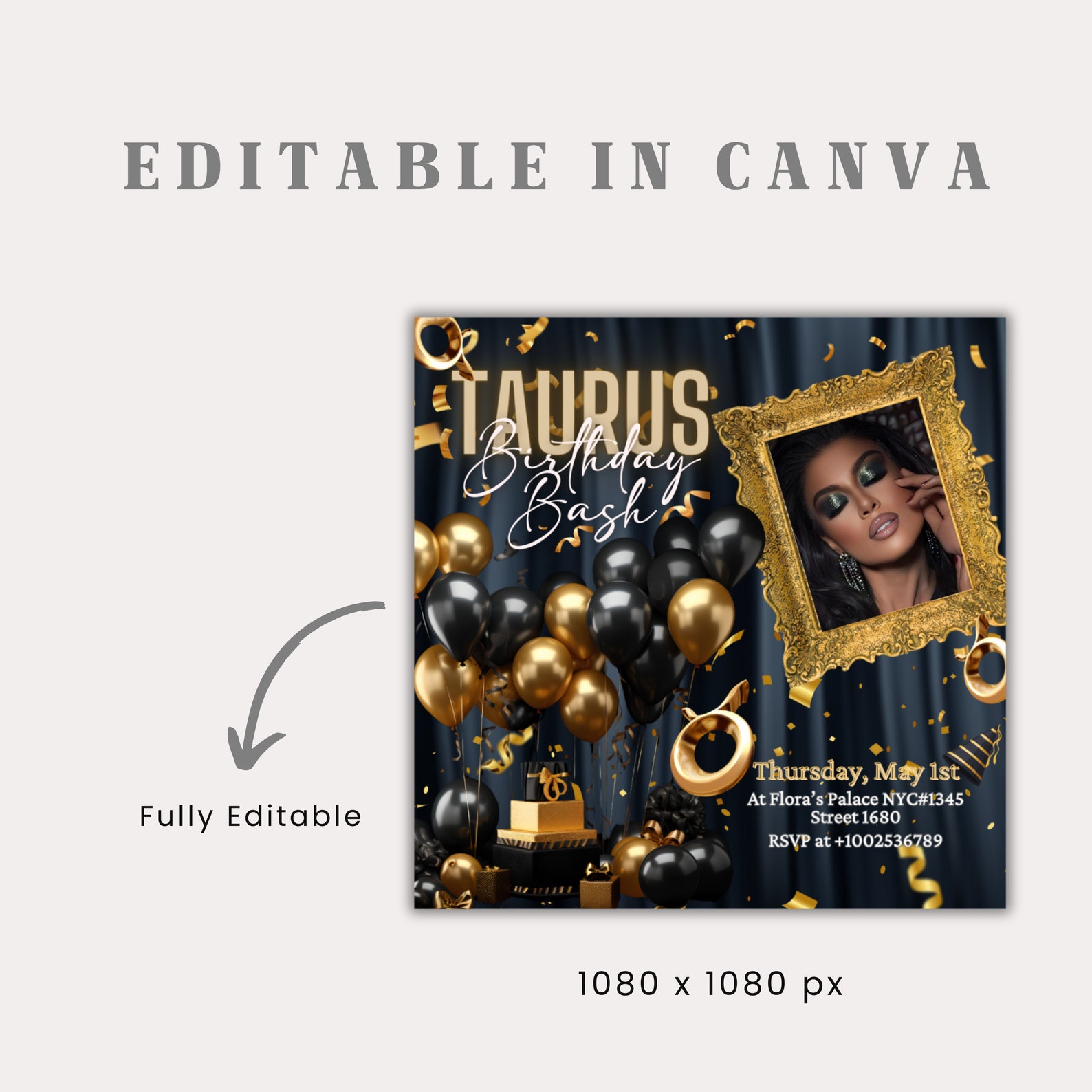 Taurus Birthday Flyer for Canva, Taurus Club Flyer, Birthday Invitation ...