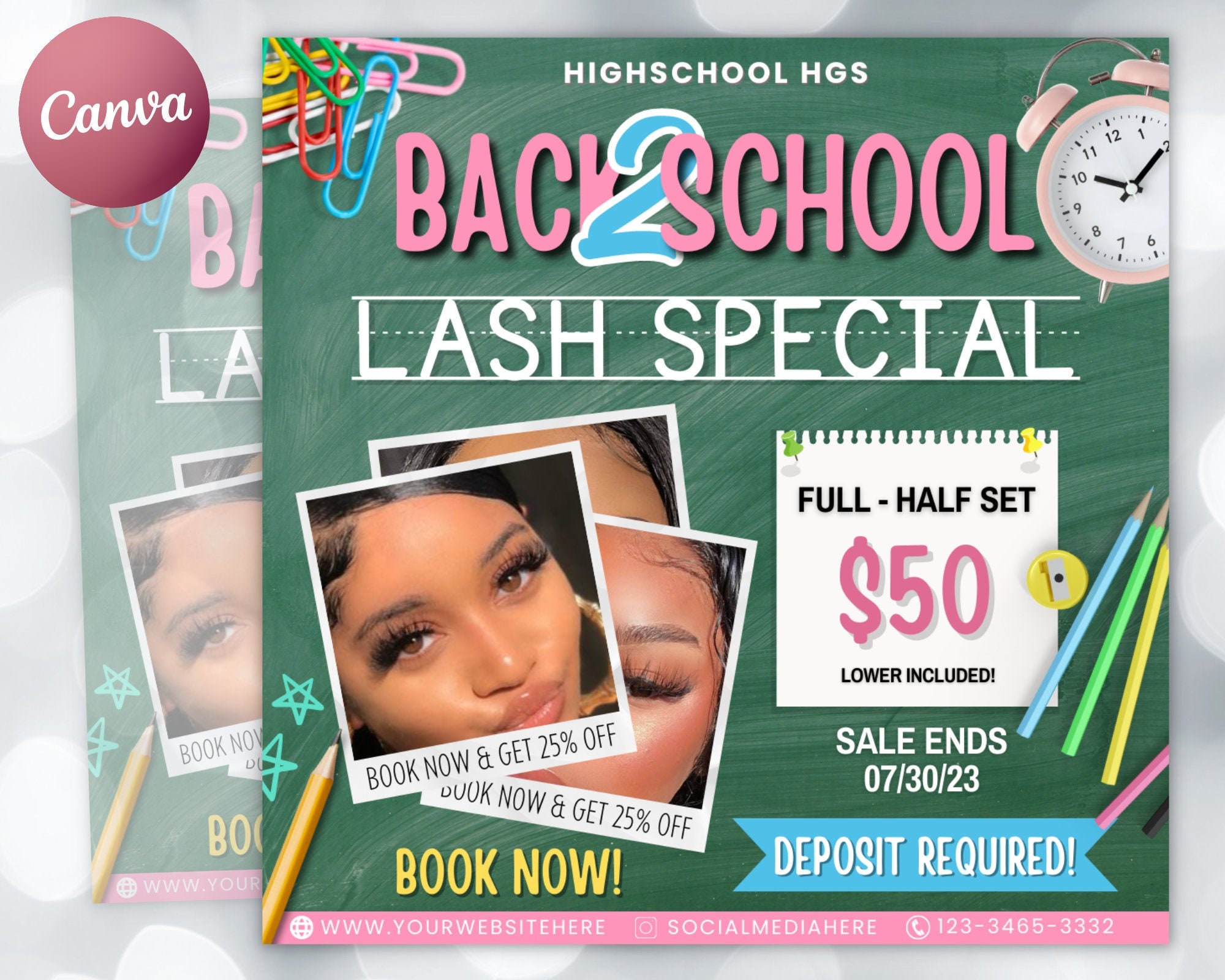 Back to School Flyer, Back to School Sale Lashes Flyer, Lash Specials ...