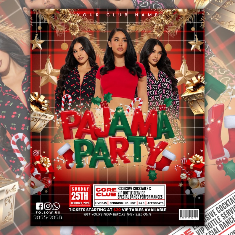 Christmas Pajama Party Flyer Template - Editable Canva Design for ...