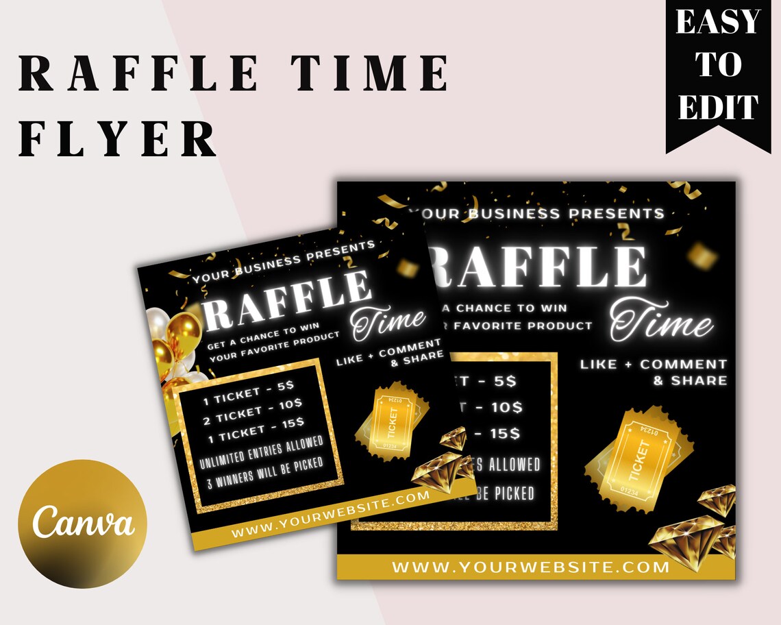 Raffle Ticket Template Flyer Template Instagram Flyer Hair - Etsy