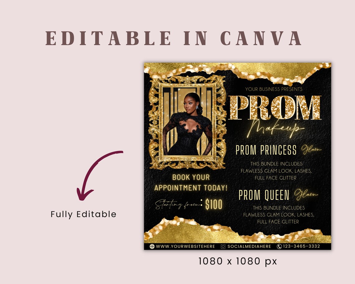 Prom Makeup Flyer, Prom Makeup, MUA Flyer, Makeup Flyer, Prom Flyer ...