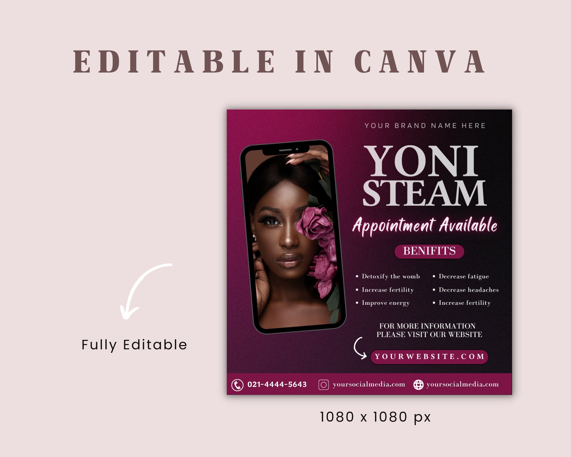 Editable Yoni Steam Social Media Flyer Yoni Steam Flyer - Etsy