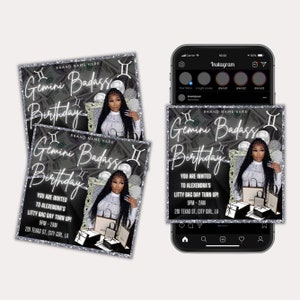 Gemini Birthday Flyer, Gemini Birthday Invitation, Birthday Event ...