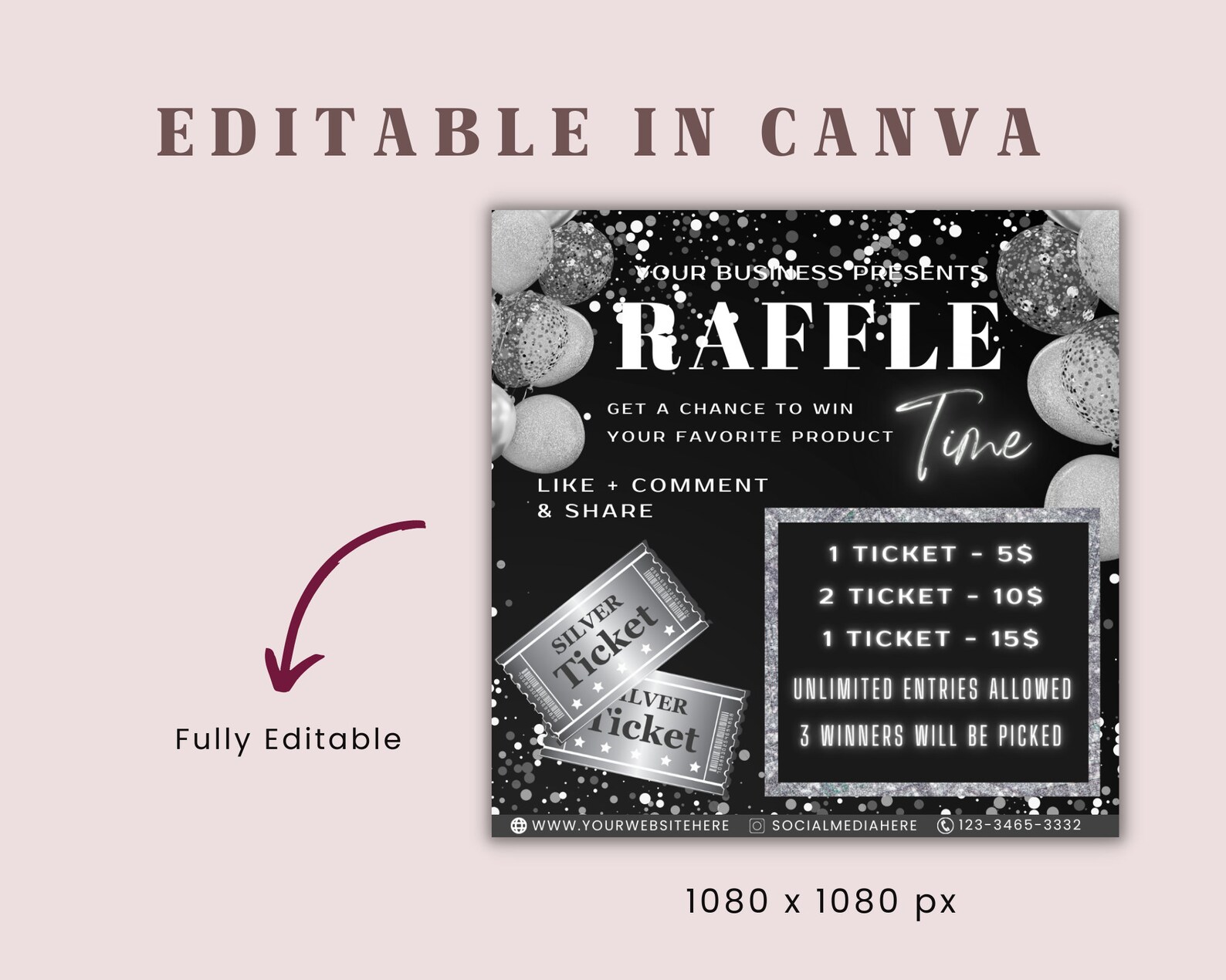 Raffle Flyer Template | DIY Business Branding Giveaway Ticket Contest ...