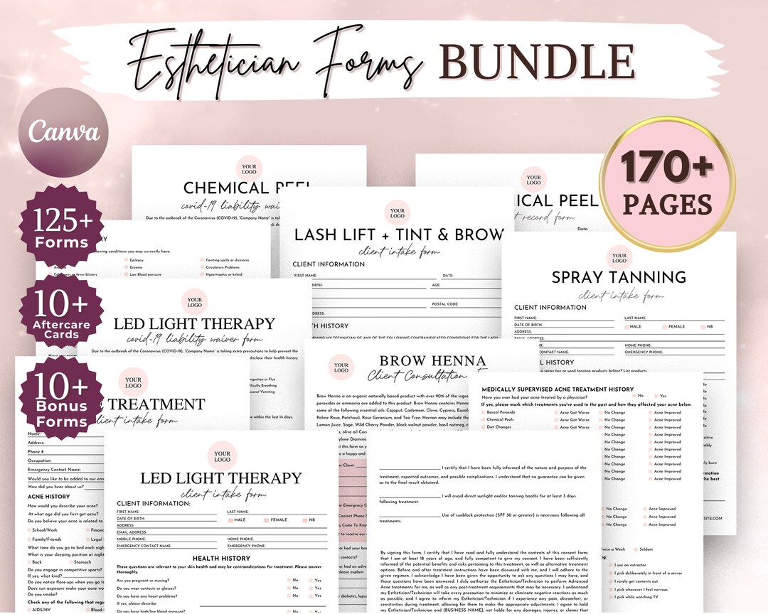 Esthetician Intake Forms Bundle, Editable Esthetician Consent Forms ...