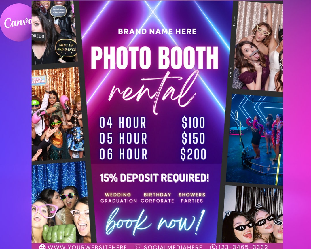 Photo Booth Flyer Template, Photobooth Party Flyer, Book Now Flyer ...