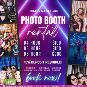 Photo Booth Flyer Template, Photobooth Party Flyer, Book Now Flyer ...