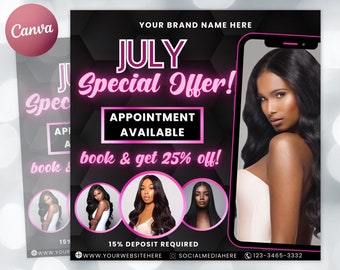 July Booking Flyer, Appointent Available Flyer, DIY Summer Flyer ...