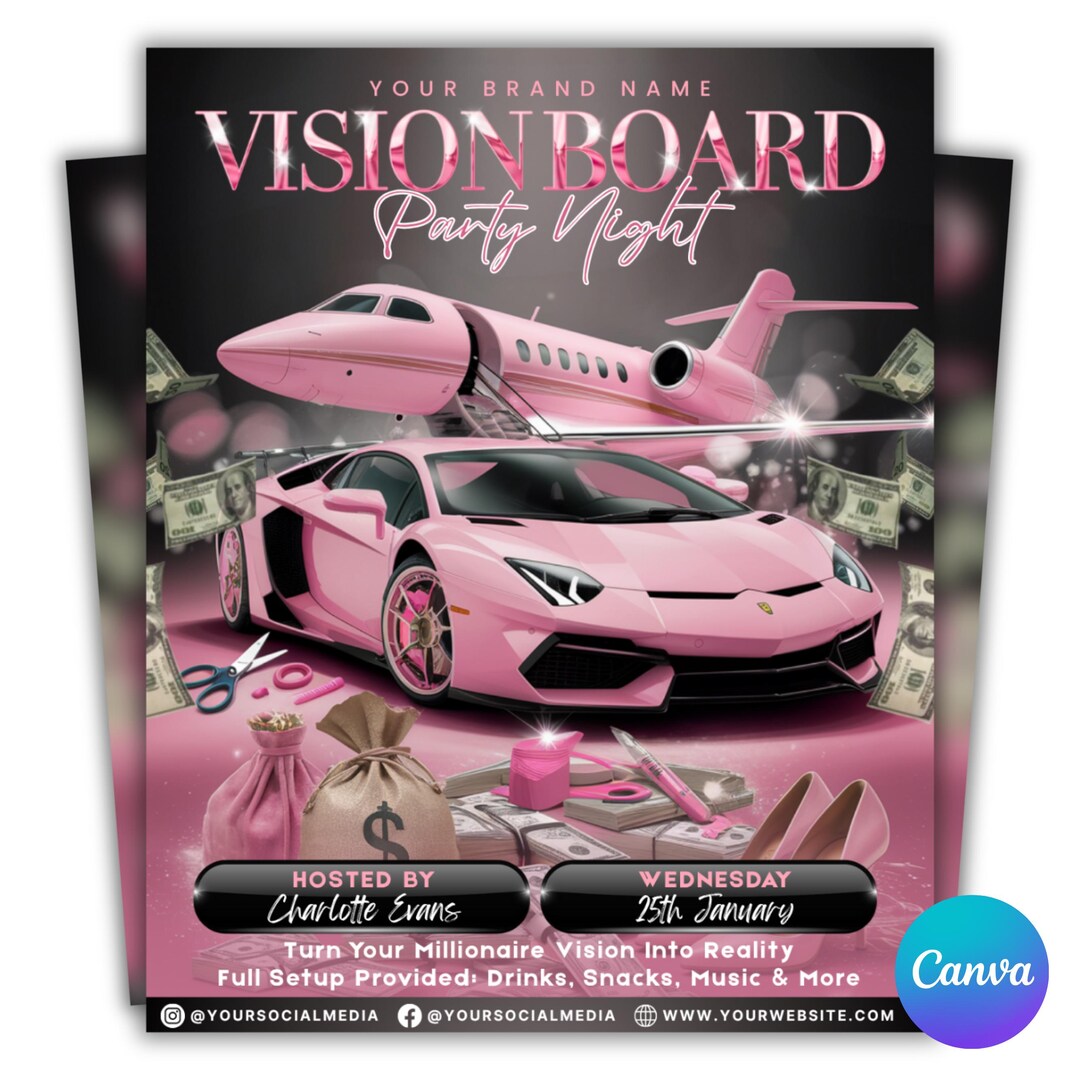 Vision Board Flyer, Vision Board Party Flyer,manifesting Event Flyer ...