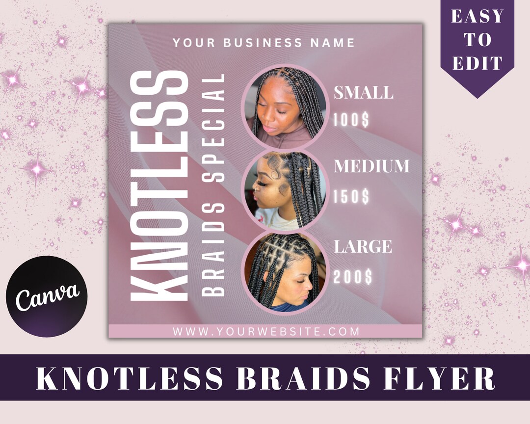 Knotless Braids Flyer, Braid Special Flyer, Braids Flyer, Hair Pricing ...