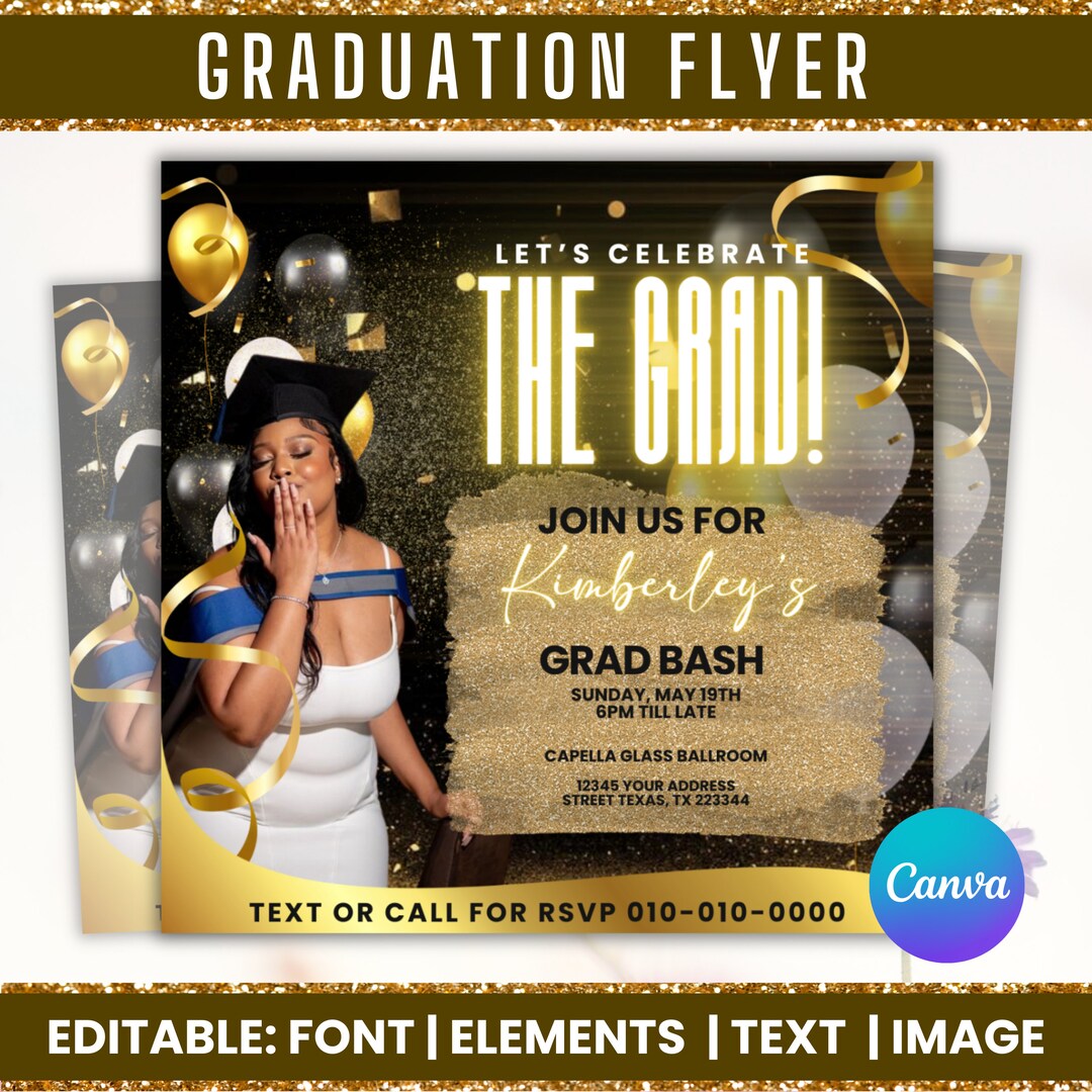 Class of 2024 Graduation Flyer, Canva Graduation Invite, DIY Grad ...