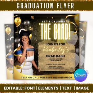 Class of 2024 Graduation Flyer, Canva Graduation Invite, DIY Grad ...