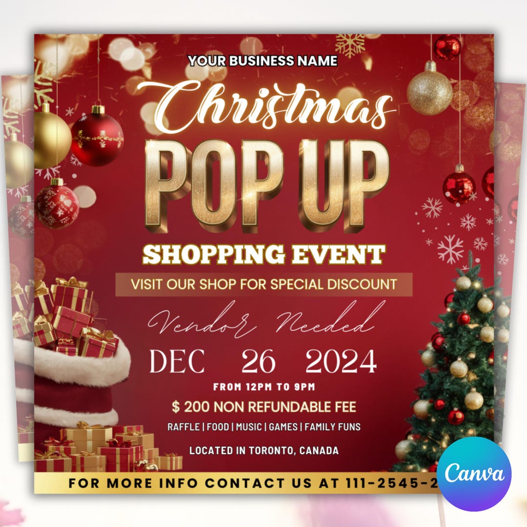 Christmas Sip and Shop Flyer, Christmas Pop up Flyer, DIY Flyer Canva ...