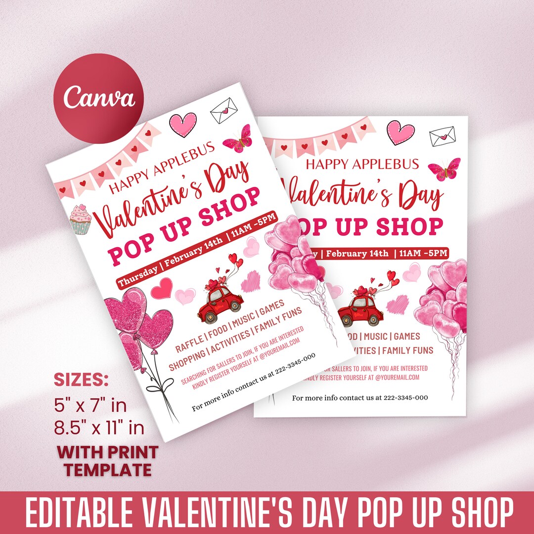 Valentine Pop up Shop Flyer, Valentine Event Flyer Template, Pop up ...